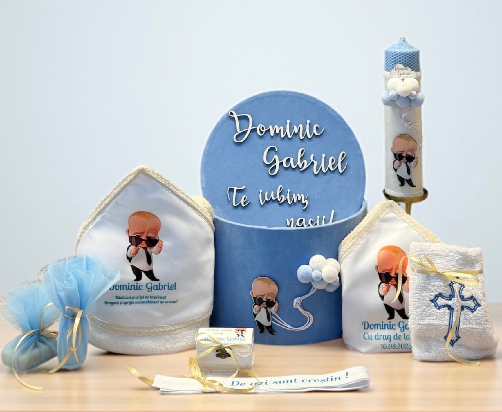 Set botez personalizat „Dominic Gabriel” – Modines